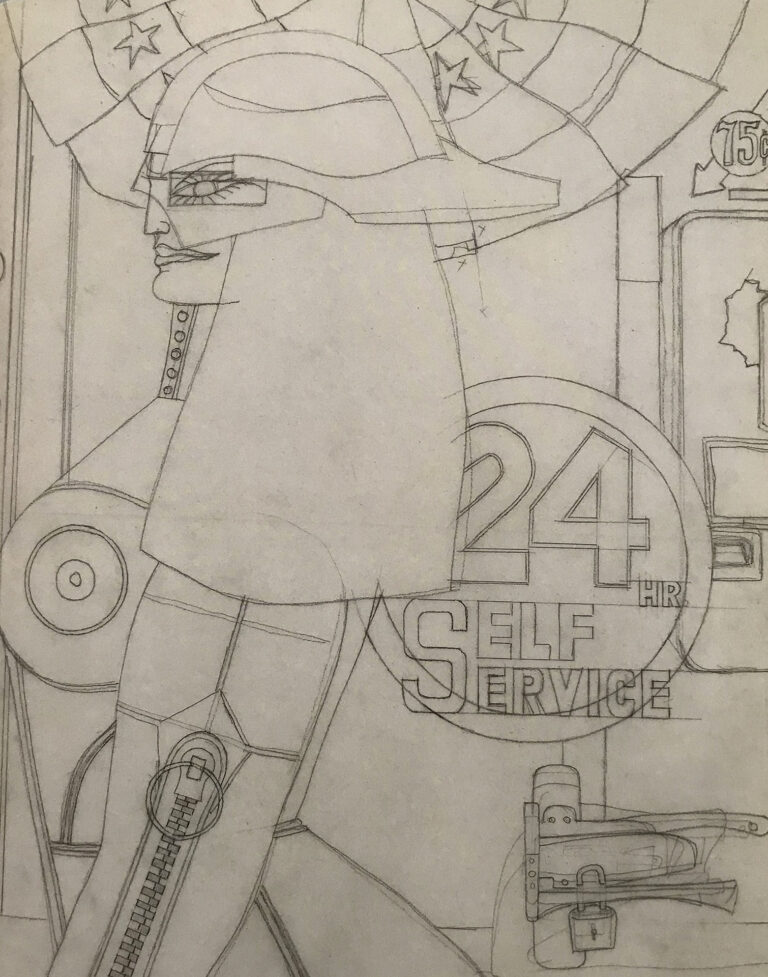 24 Hours Self Service, 1968 draw 04 - Richard Lindner